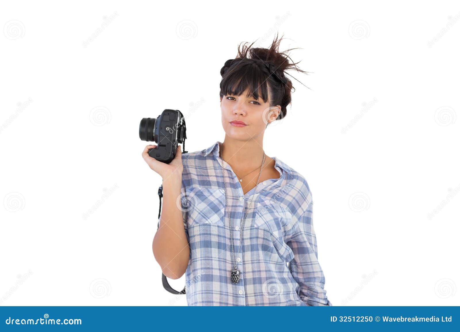 Beautiful Woman with Her Camera Stock Photo - Image of female, black ...