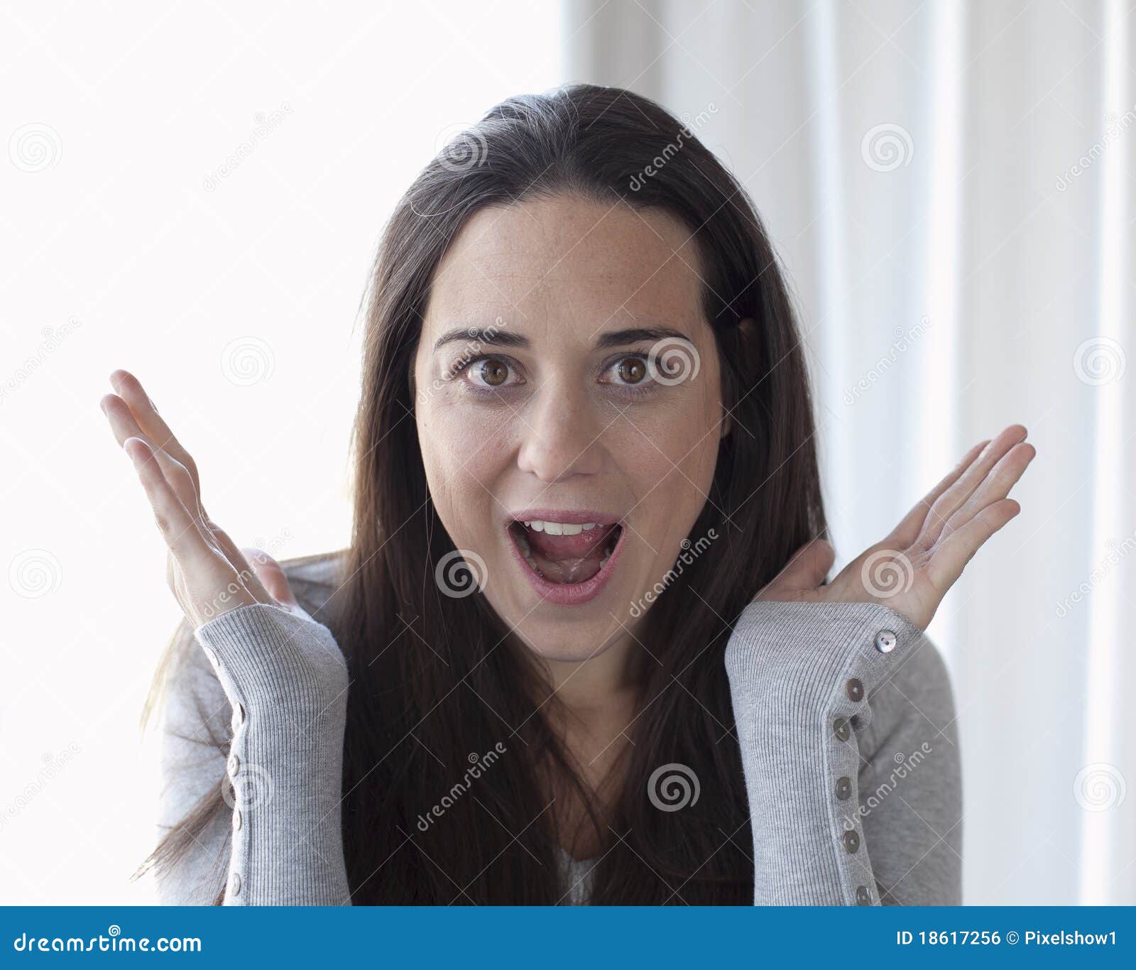 Beautiful Woman with Her Face in Astonishment Stock Photo - Image of ...