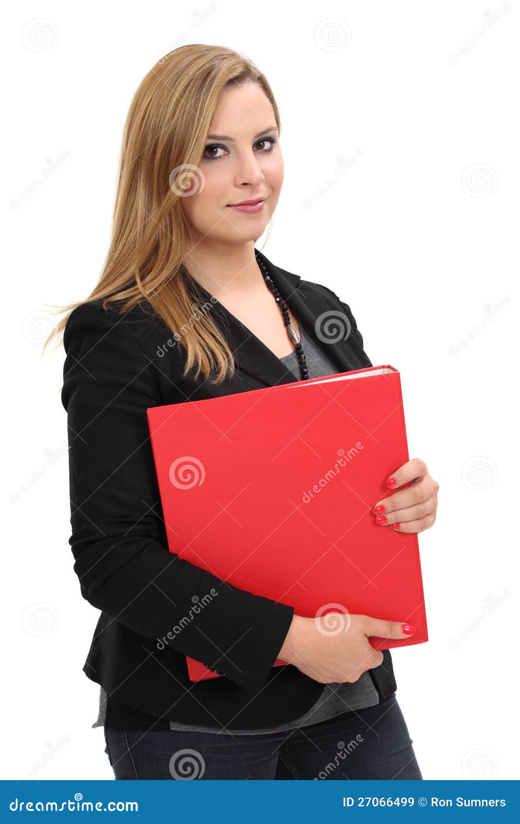 Beautiful Woman Holding Binder Stock Image - Image of happy, notebook ...