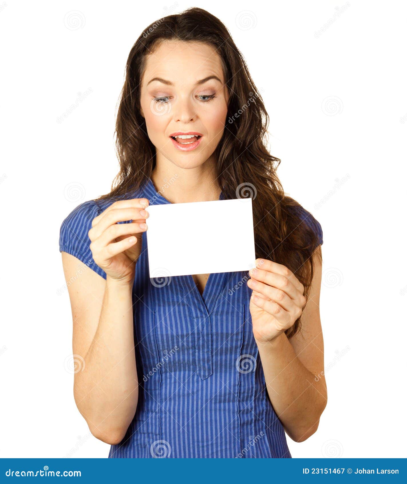 Beautiful Woman Holding Blank Card Stock Image - Image of card, girl ...
