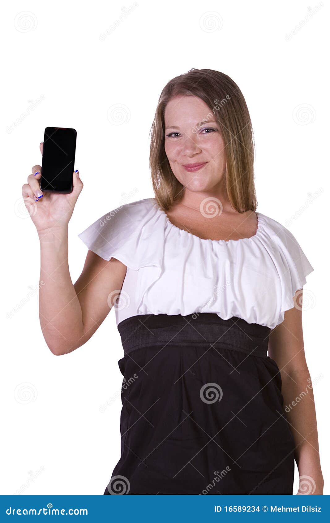 Beautiful Woman Holding a Cell Phone Stock Photo - Image of palmpilot ...