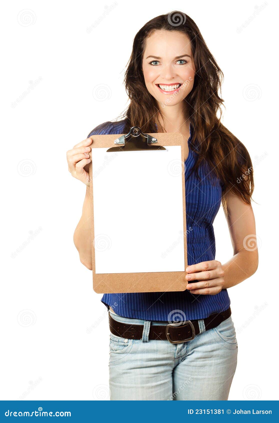 Beautiful Woman Holding Clipboard Stock Image - Image of happy ...