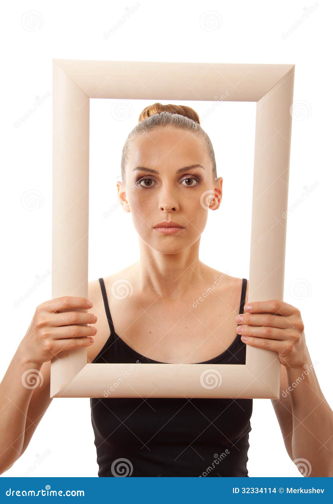 Beautiful Woman Holding a Frame and Smiling Stock Photo - Image of ...