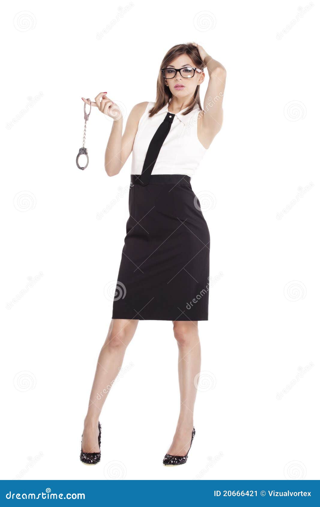 Beautiful Woman Holding a Pair of Handcuffs Stock Image - Image of ...