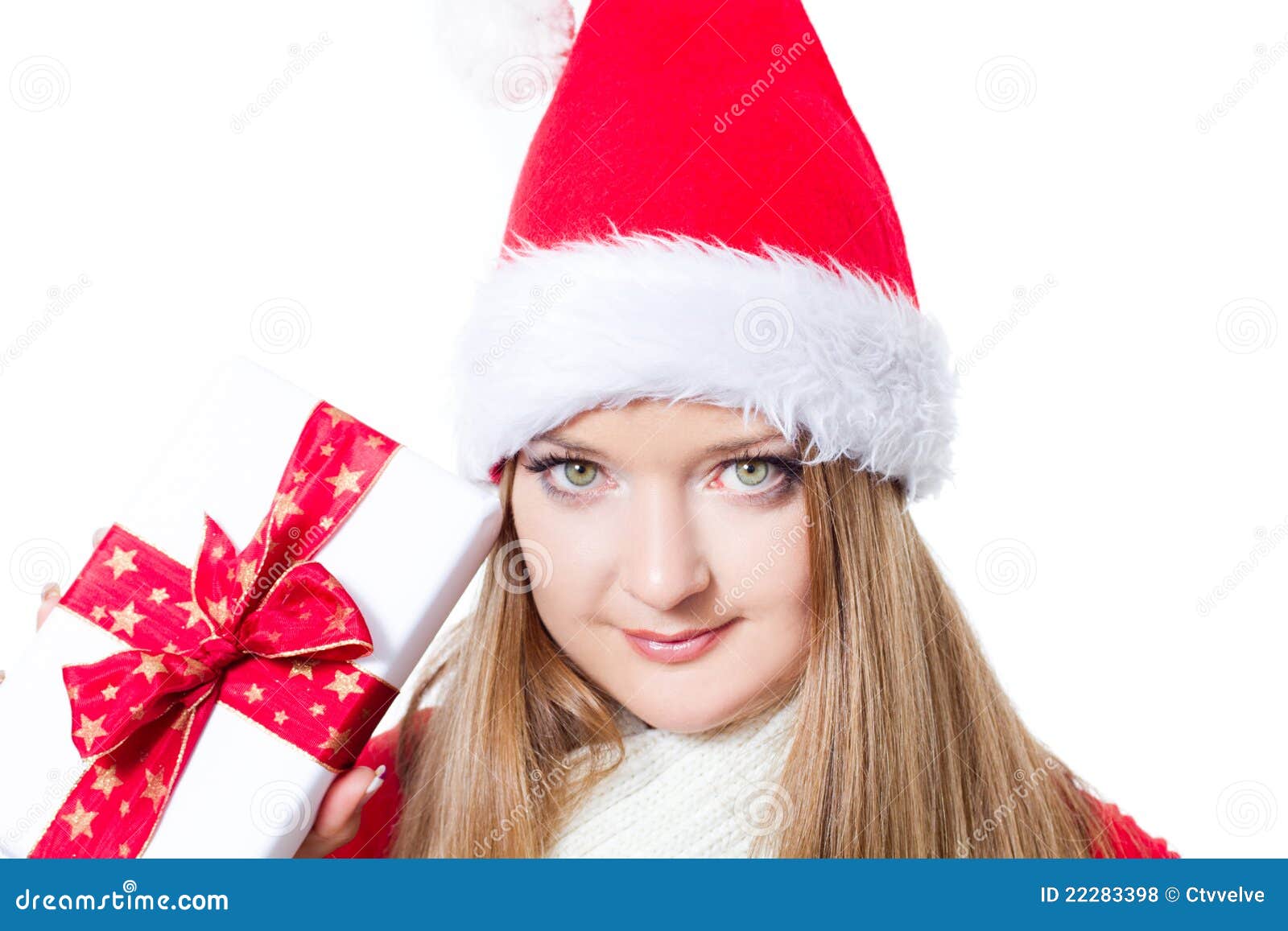Beautiful Woman Holding a Present Stock Photo - Image of isolated ...