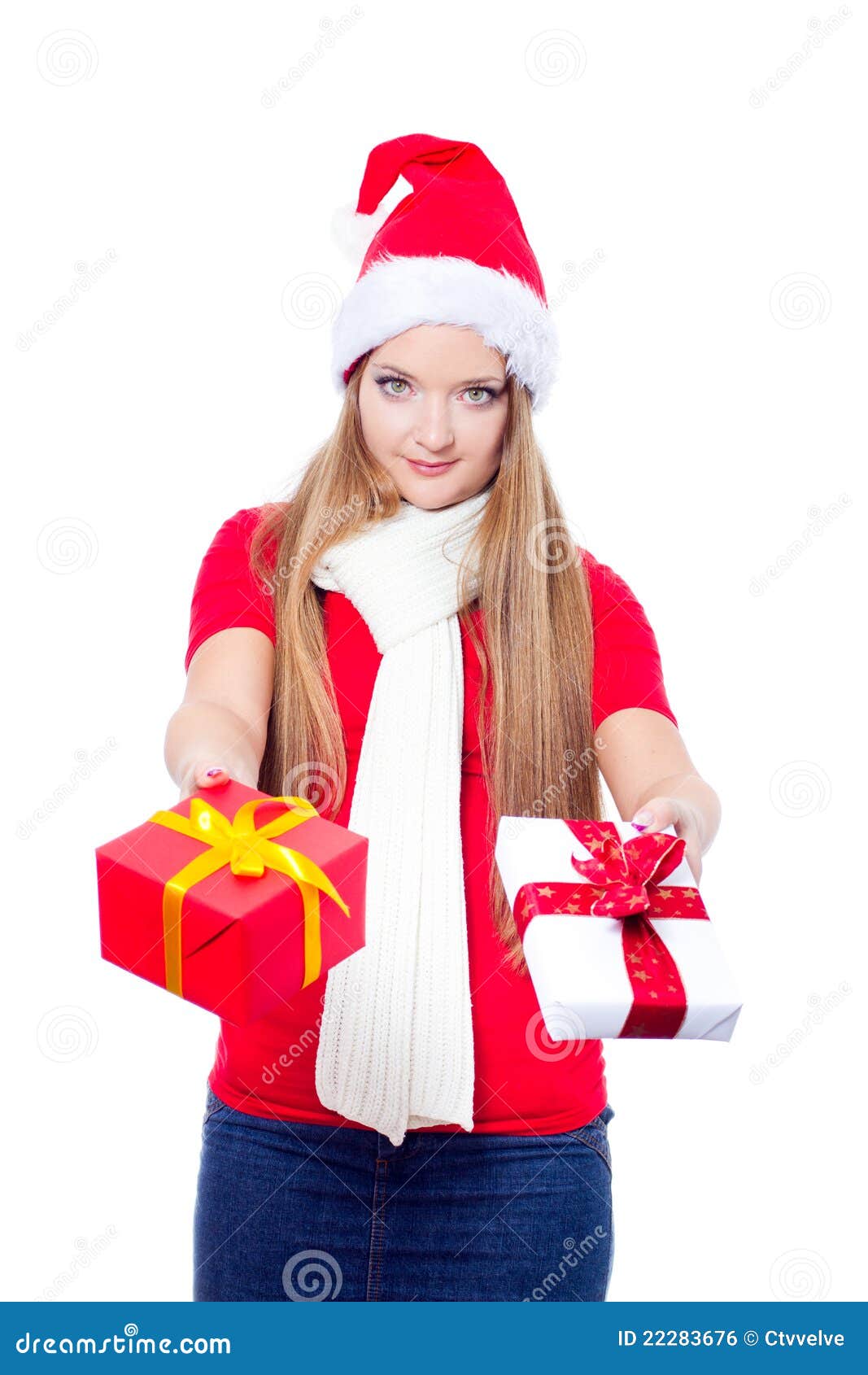 Beautiful Woman Holding a Present Stock Photo - Image of joyful ...