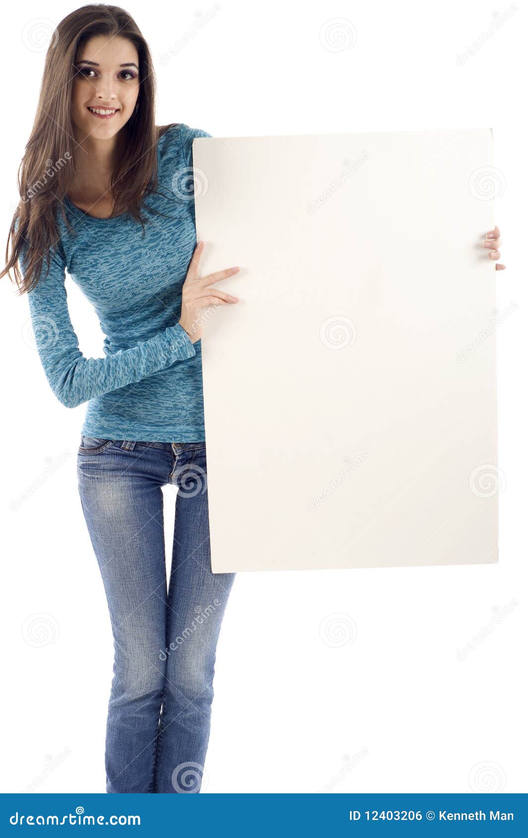 Beautiful Woman Holding a Sign Stock Photo - Image of displaying ...