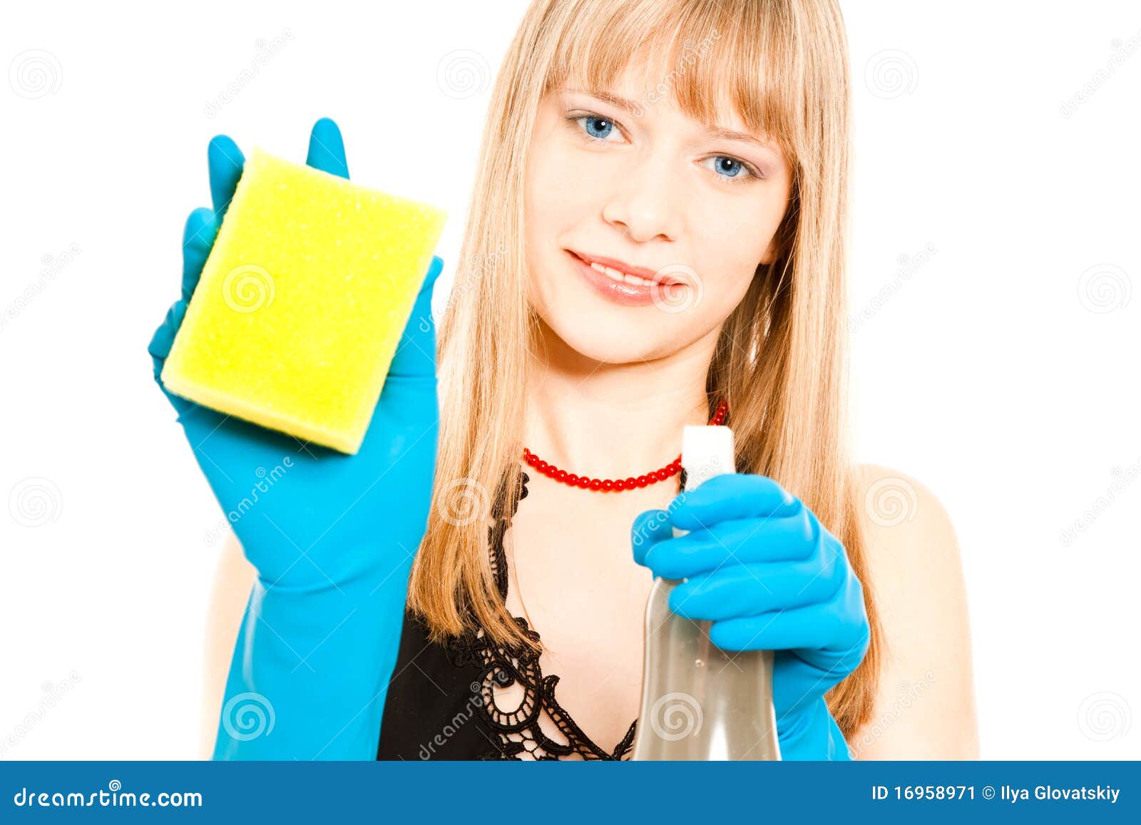 Beautiful Woman Holding Sponge Stock Image - Image of lifestyle, beads ...
