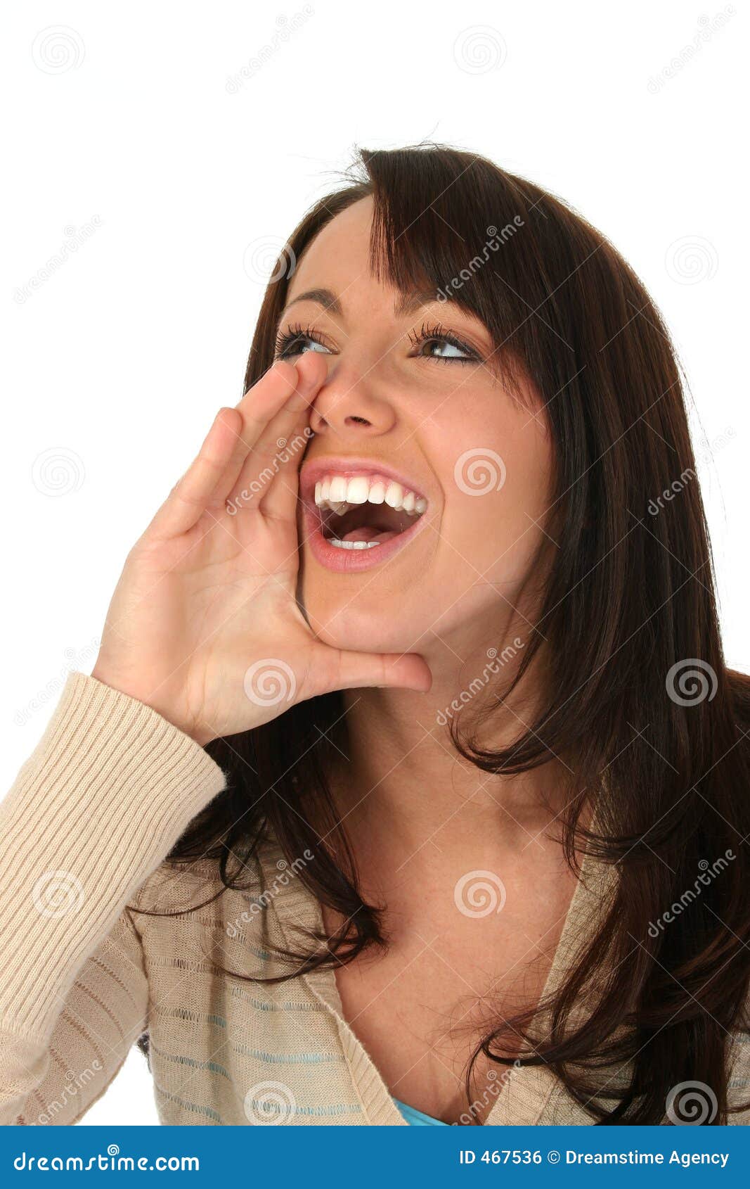 Beautiful Woman Hollering stock photo. Image of cupped - 467536