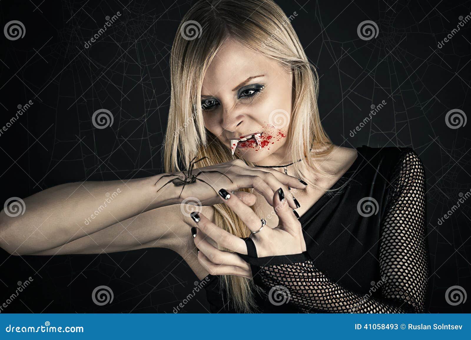Beautiful Woman in the Image of a Vampire Stock Image - Image of horror ...