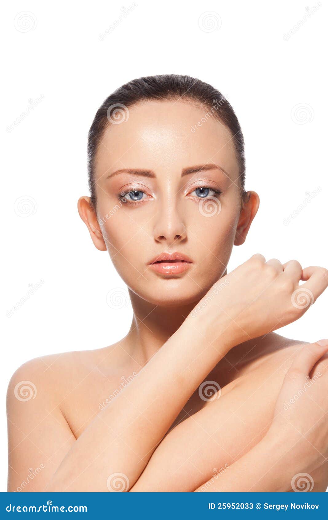 Beautiful Woman Isolated on White Stock Image - Image of eyes, enface ...