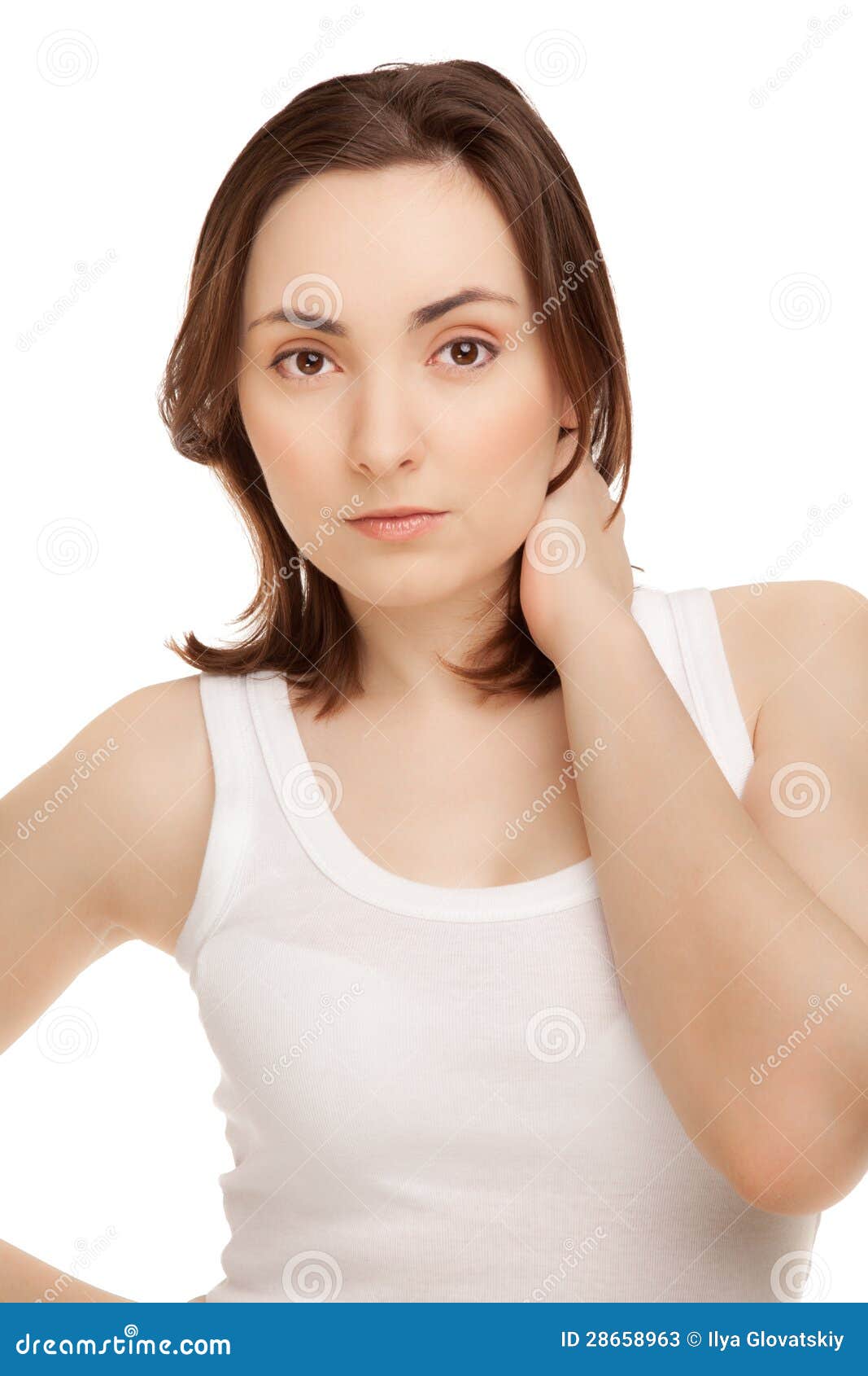 Beautiful Woman Isolated on White Stock Image - Image of positivity ...