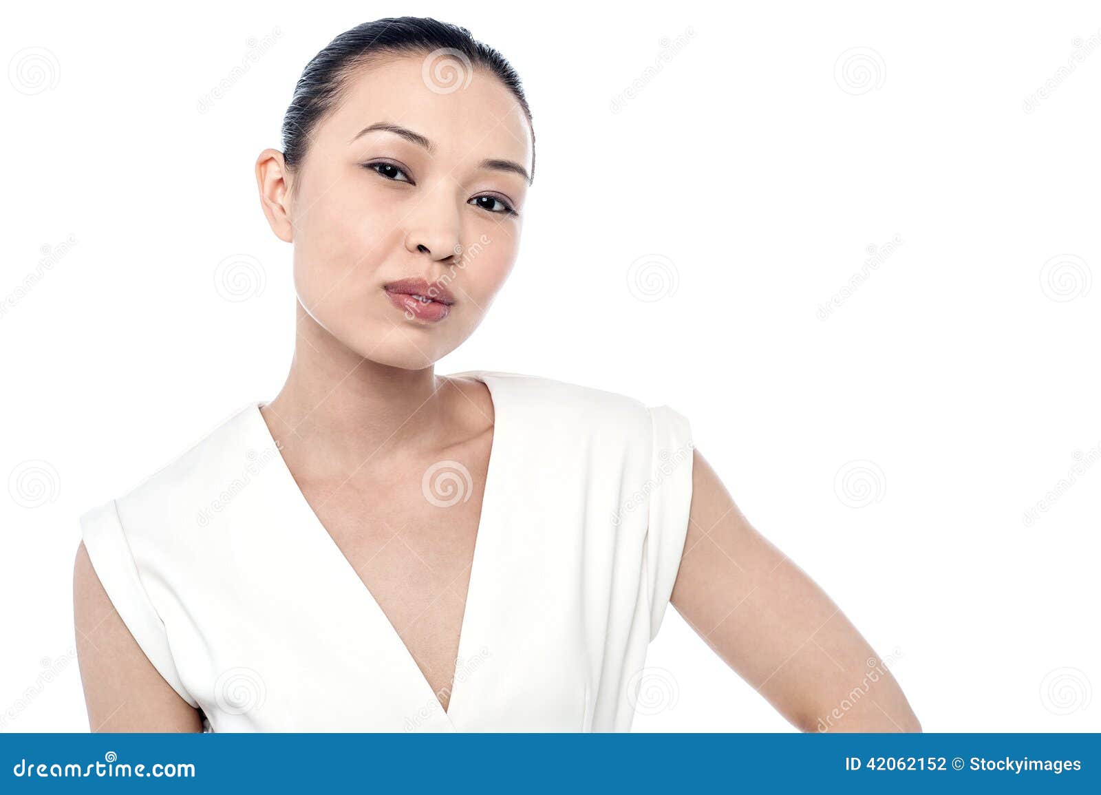 Beautiful Woman Isolated on White Stock Photo - Image of happy, joyful ...