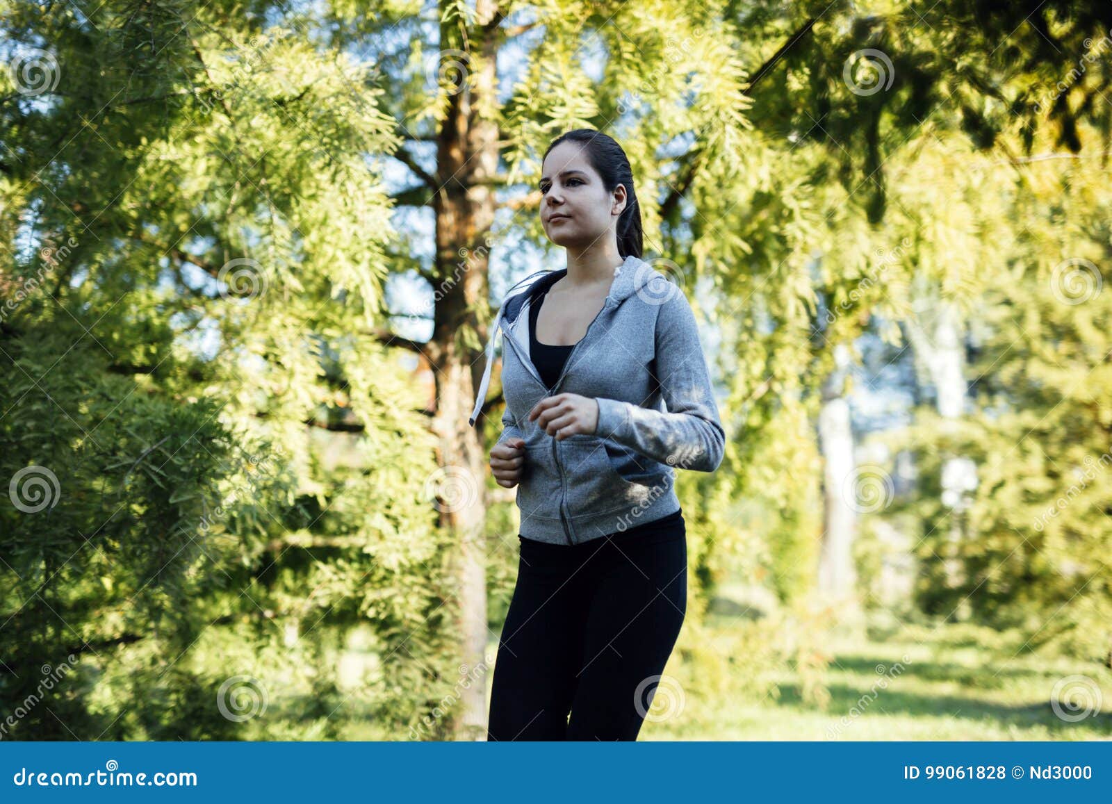 Beautiful Woman Jogging in Nature Stock Photo - Image of recreation ...