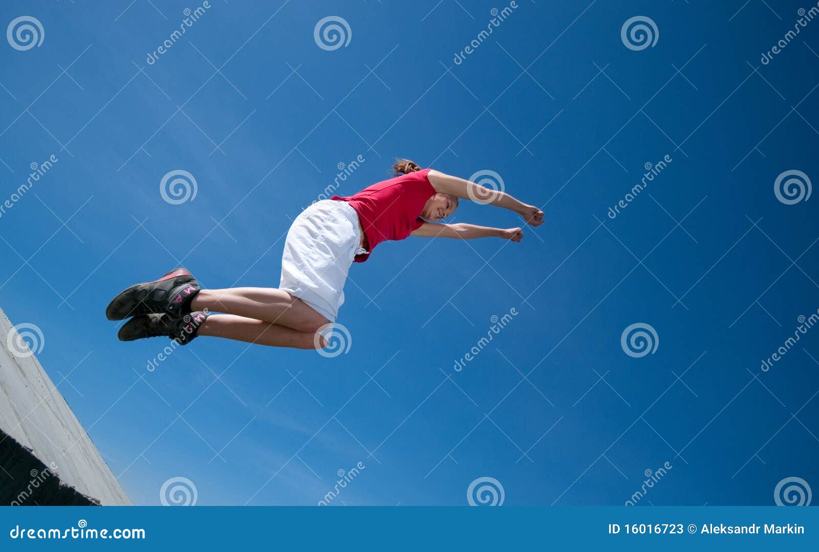 Beautiful Woman Jump into Sky Stock Image - Image of female, fresh ...