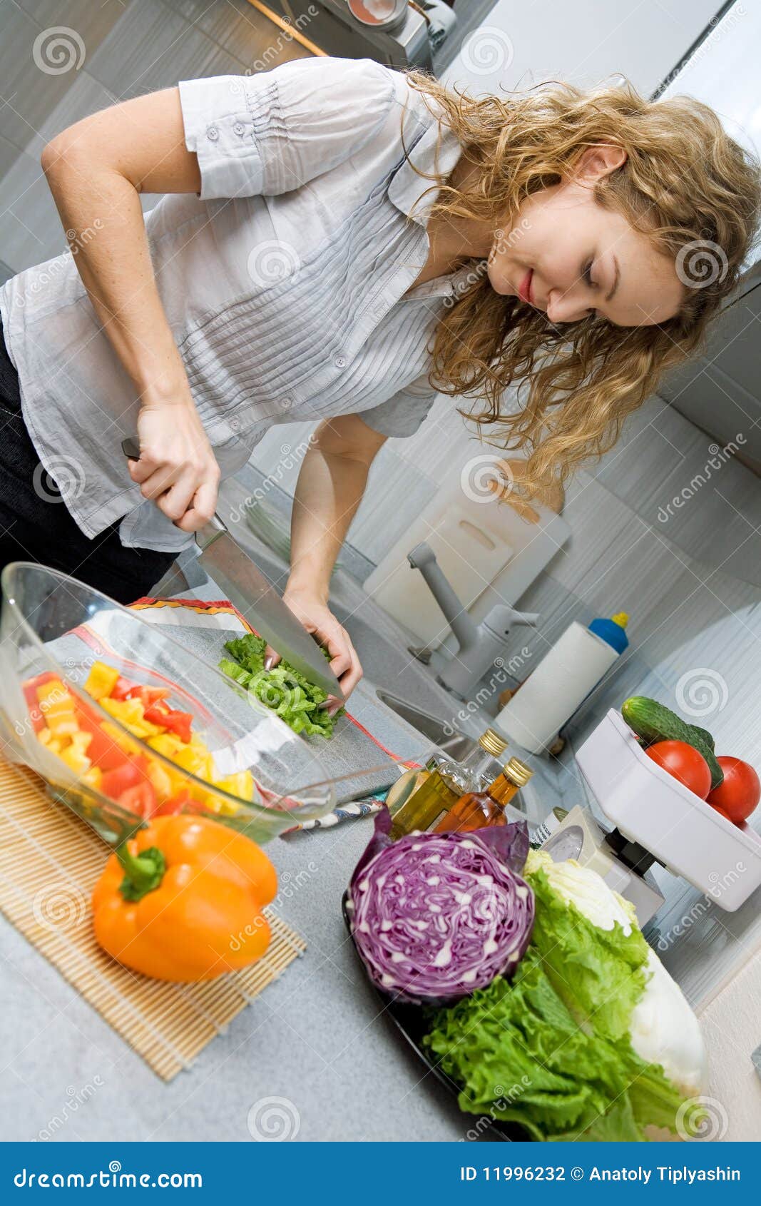 Beautiful woman in kitchen stock photo. Image of healthy - 11996232