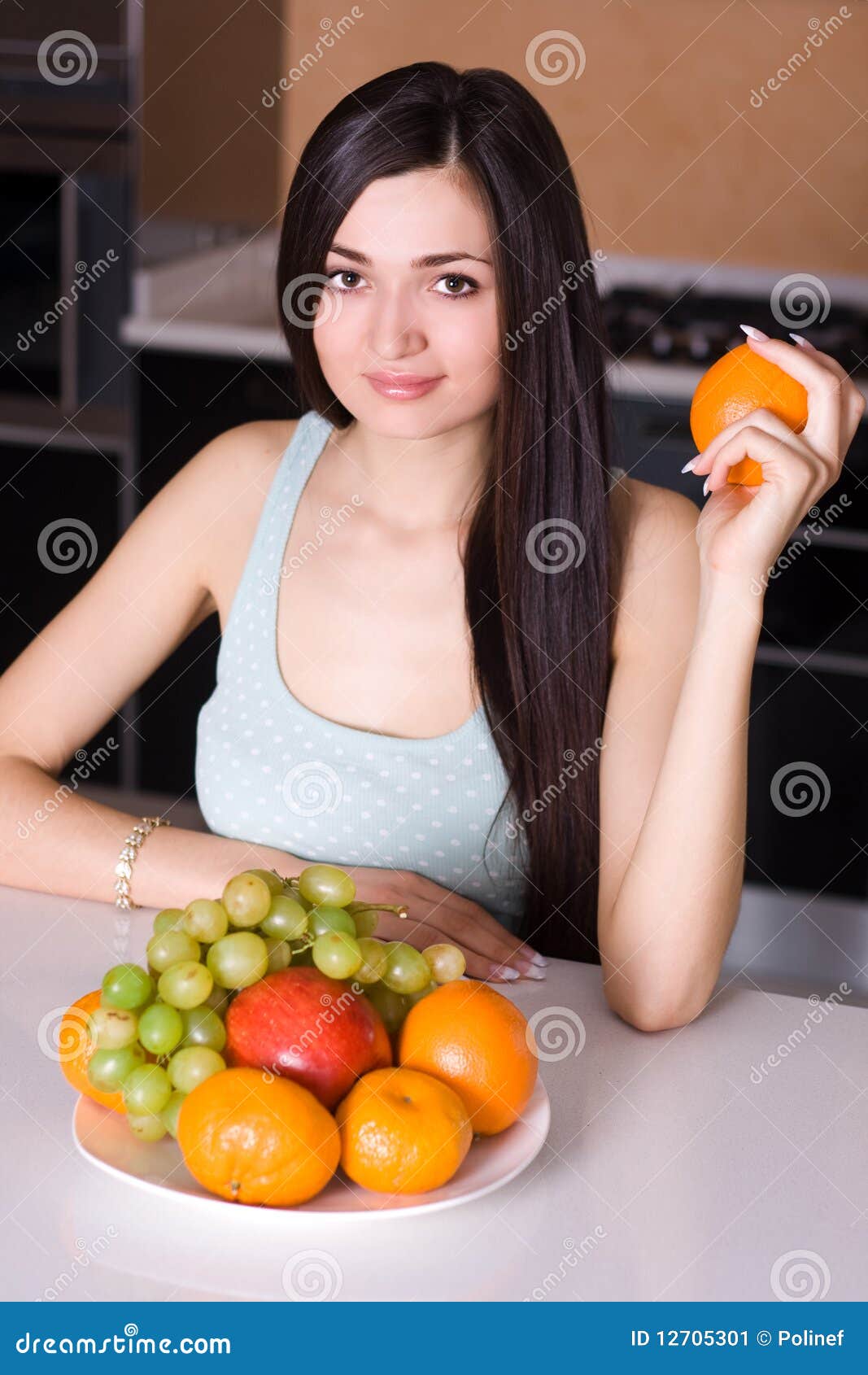 Beautiful Woman in the Kitchen Stock Image - Image of meal, table: 12705301