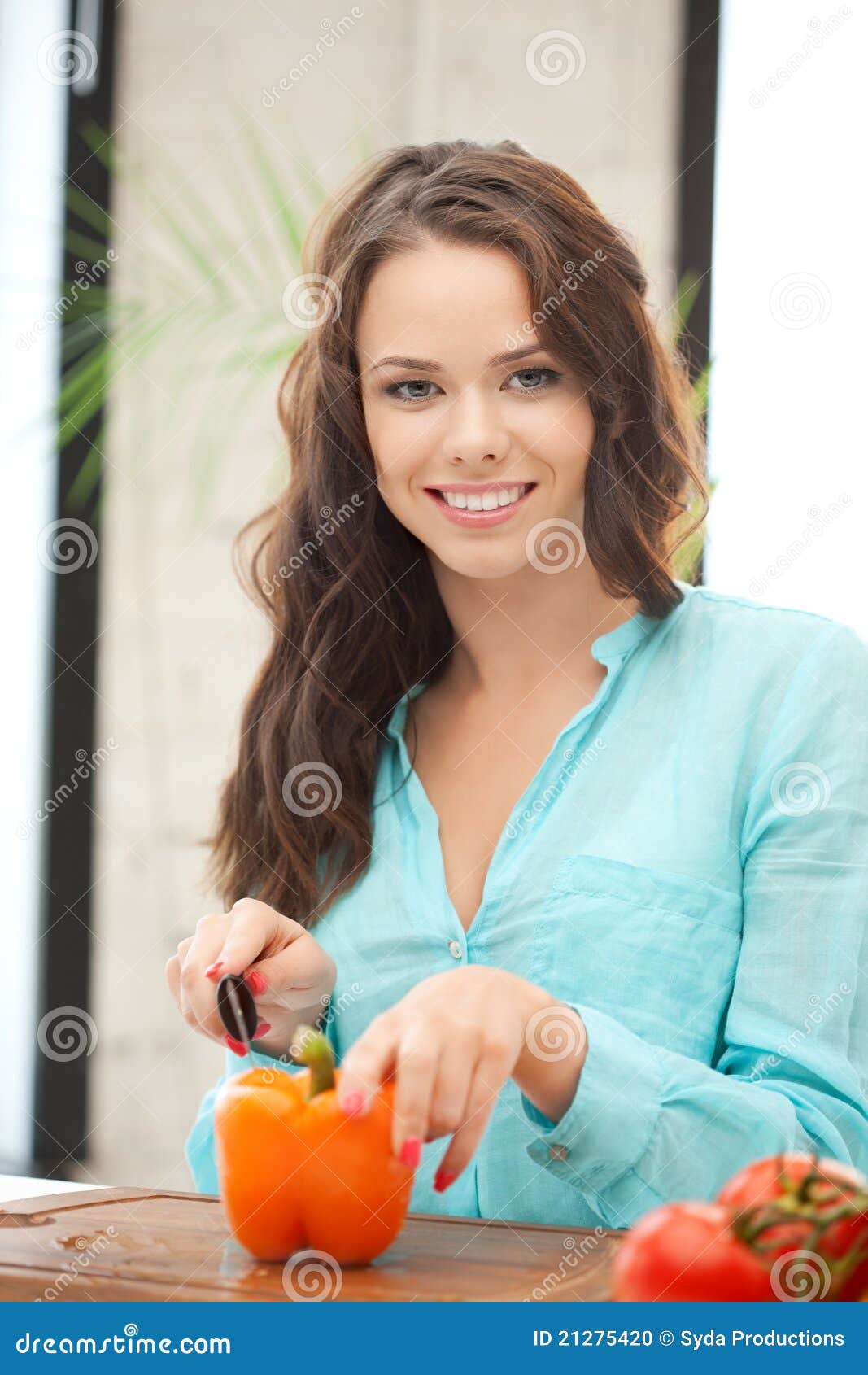 Beautiful Woman in the Kitchen Stock Photo - Image of cute, ingredients ...