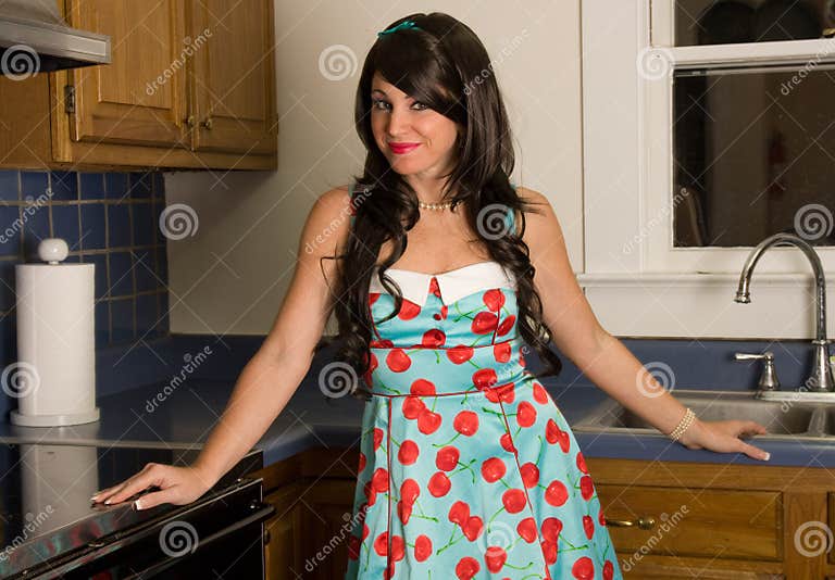 Beautiful Woman in Kitchen stock photo. Image of cherries - 22870582