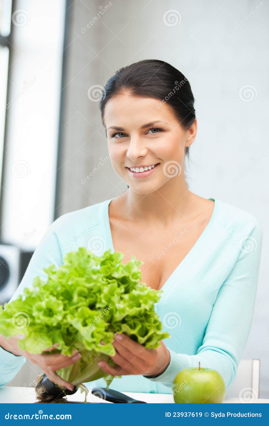 Beautiful Woman in the Kitchen Stock Image - Image of cheerful ...
