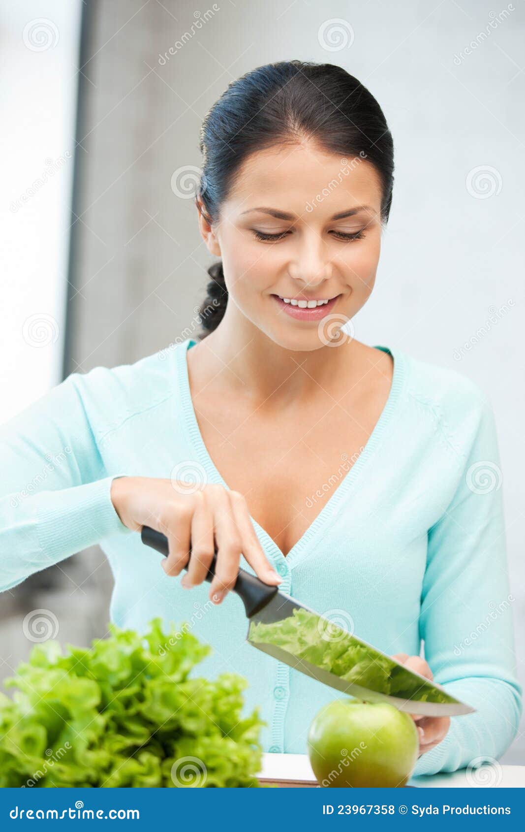 Beautiful Woman in the Kitchen Stock Photo - Image of beautiful ...
