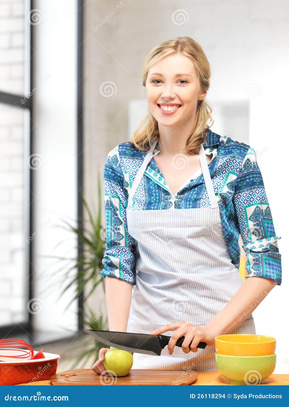 Beautiful Woman in the Kitchen Stock Photo - Image of cheerful, home ...