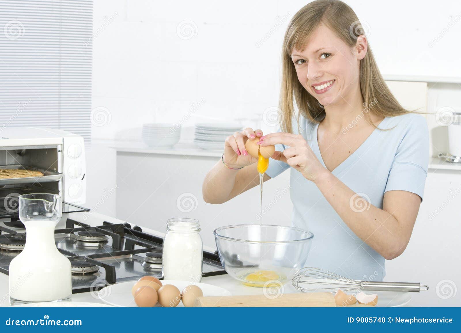 Beautiful woman in kitchen stock photo. Image of people - 9005740