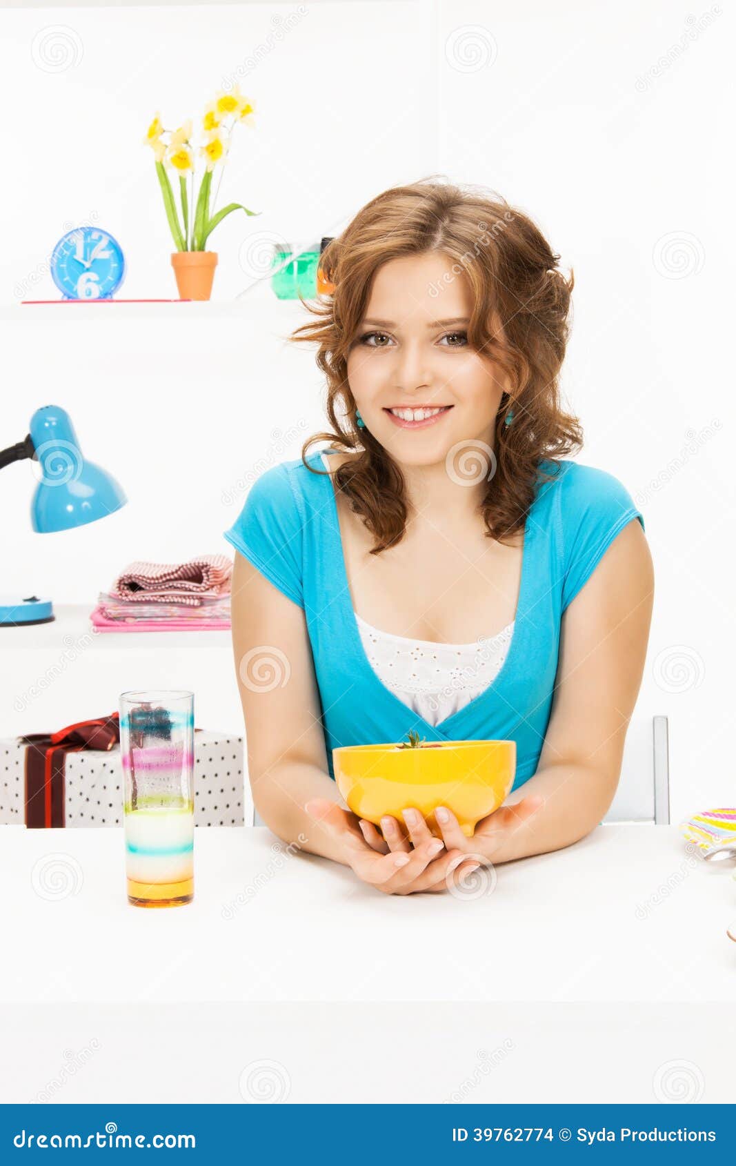 Beautiful Woman in the Kitchen Stock Photo - Image of dinner, kitchen ...