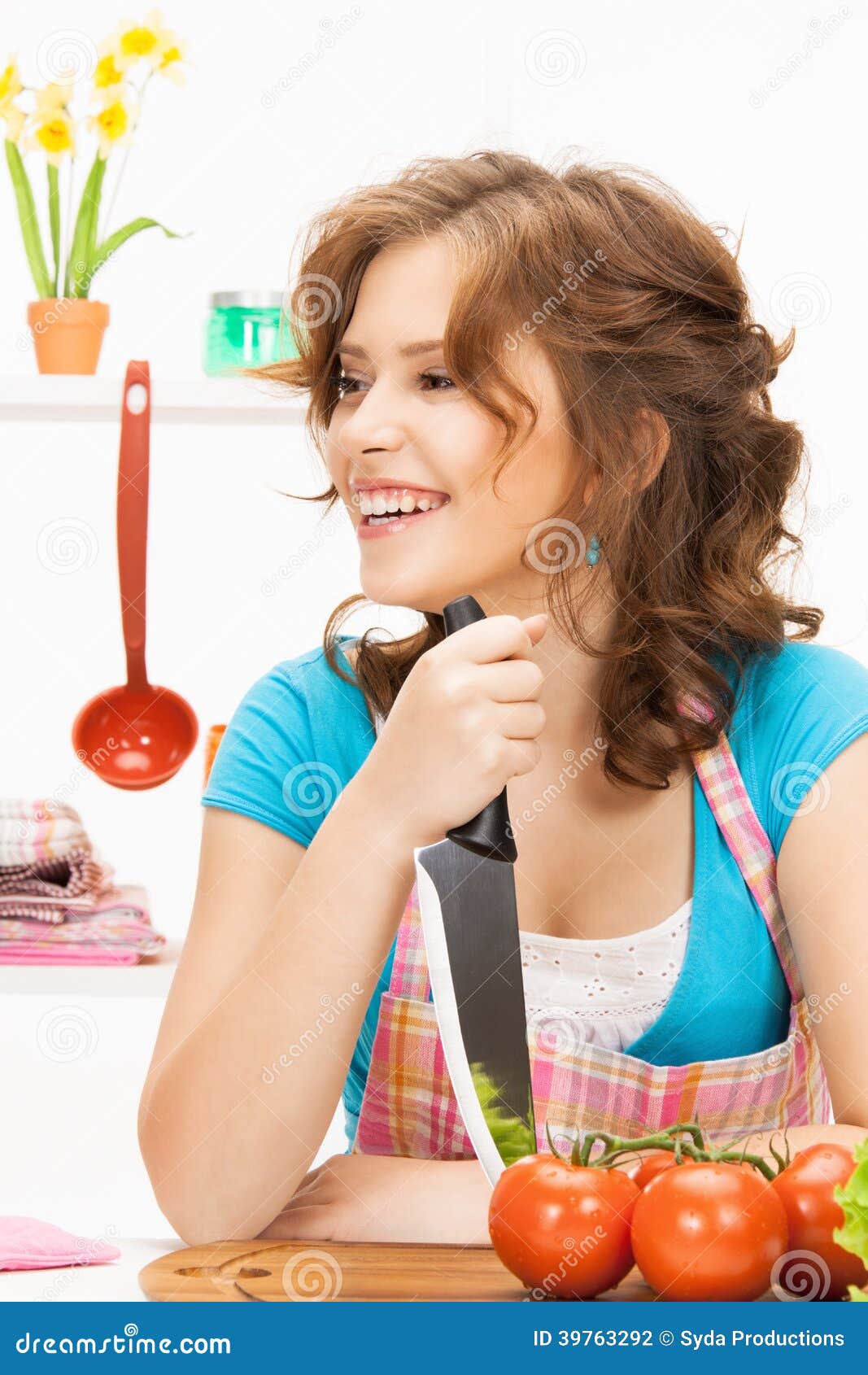 Beautiful Woman in the Kitchen Stock Photo - Image of cooking, domestic ...