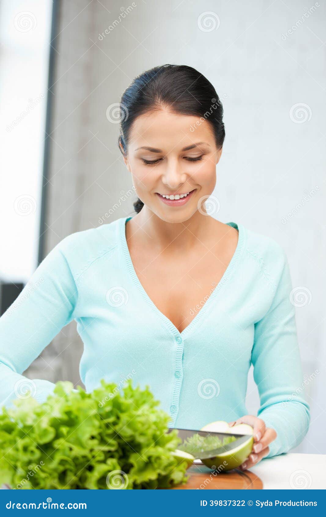 Beautiful Woman in the Kitchen Stock Photo - Image of cook, ingredients ...