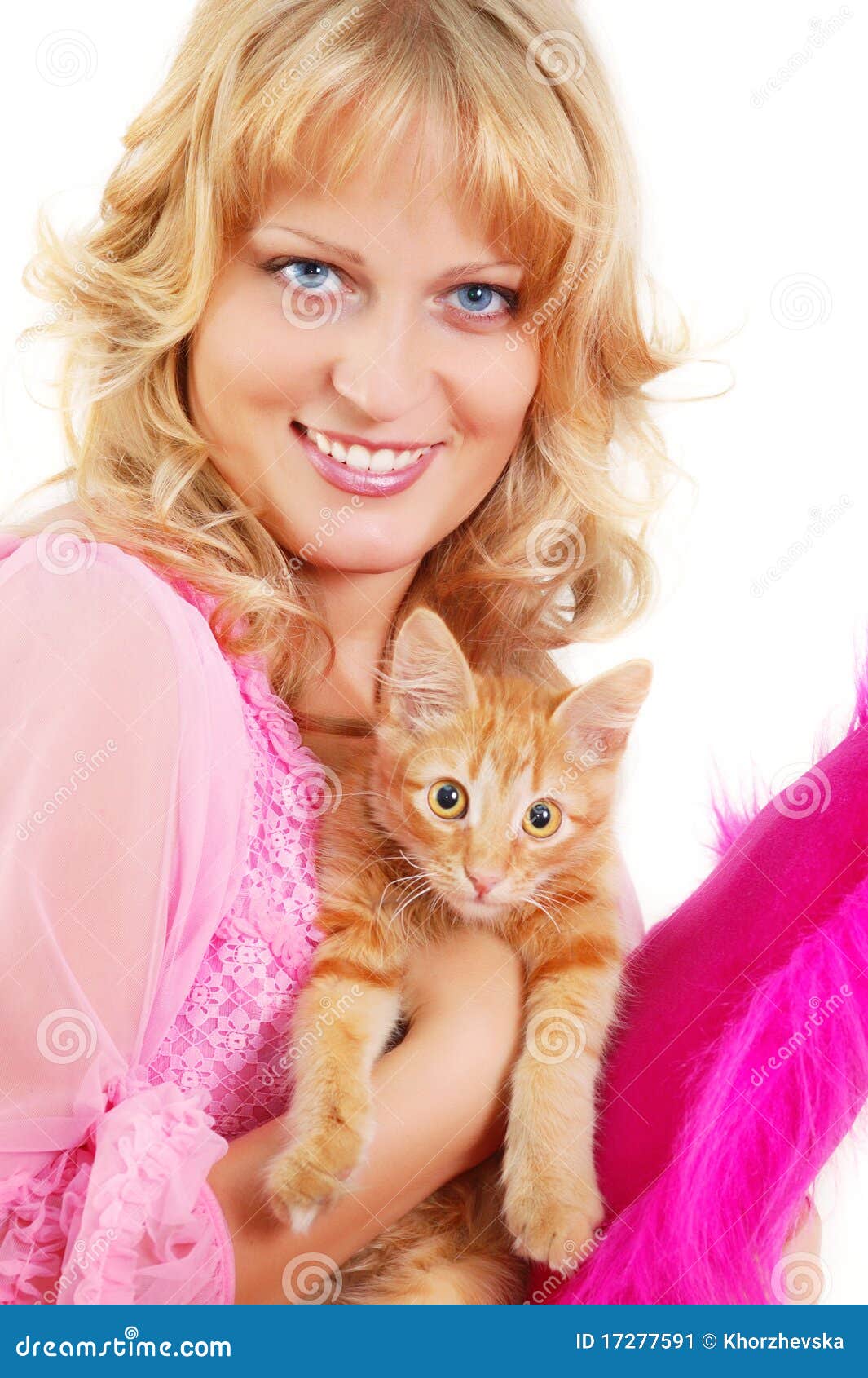 Beautiful Woman with Kitten Stock Image - Image of leisure, cheerful ...