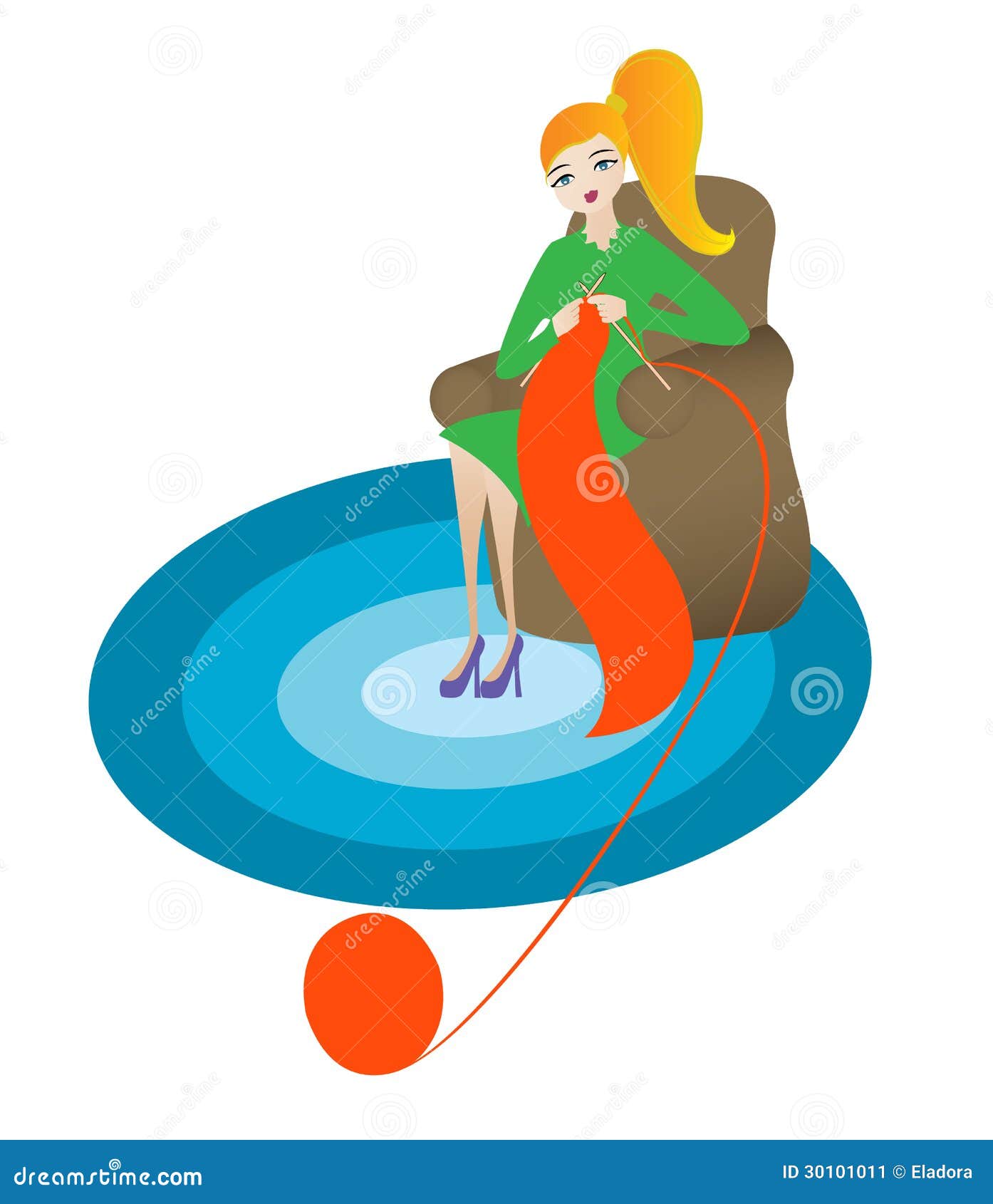 Woman knitting stock vector. Illustration of adults, cartoon - 30101011