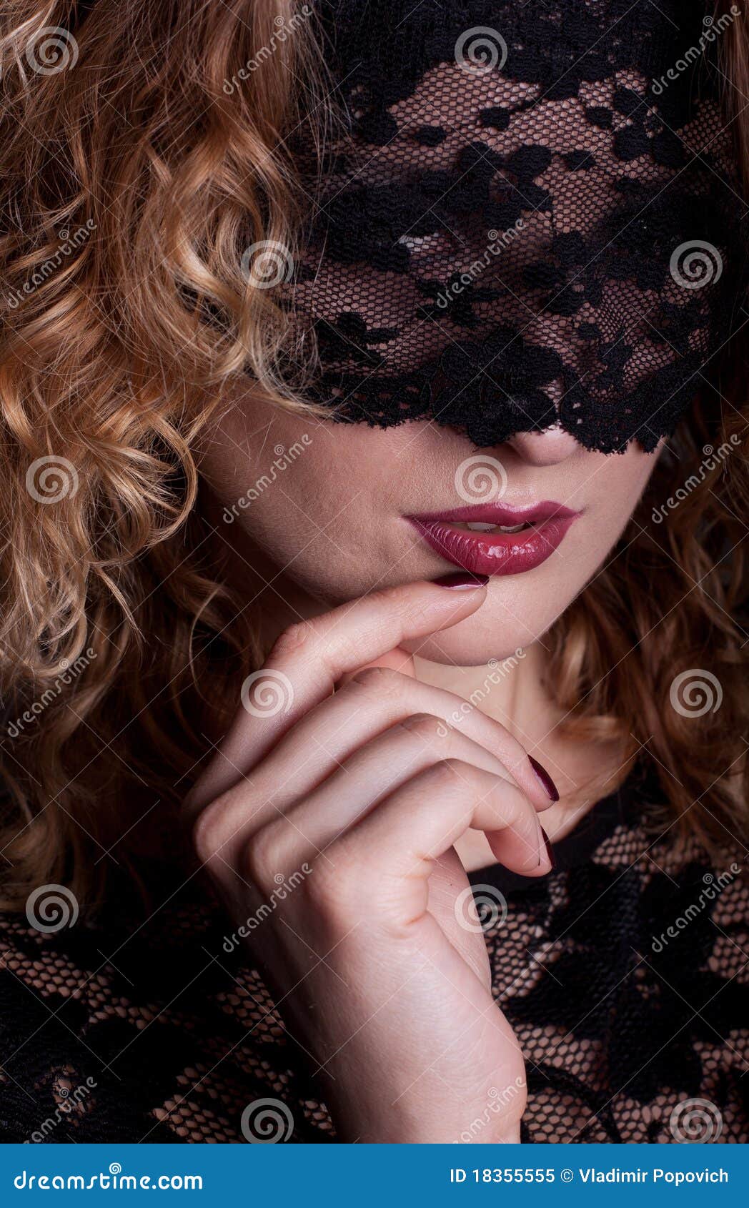 Beautiful Woman with Lace Mask Stock Image - Image of secret, hidden ...