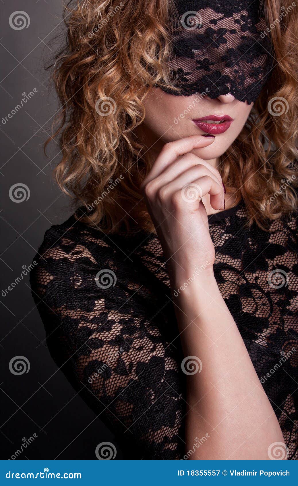 Beautiful Woman with Lace Mask Stock Image - Image of hidden, beautiful ...