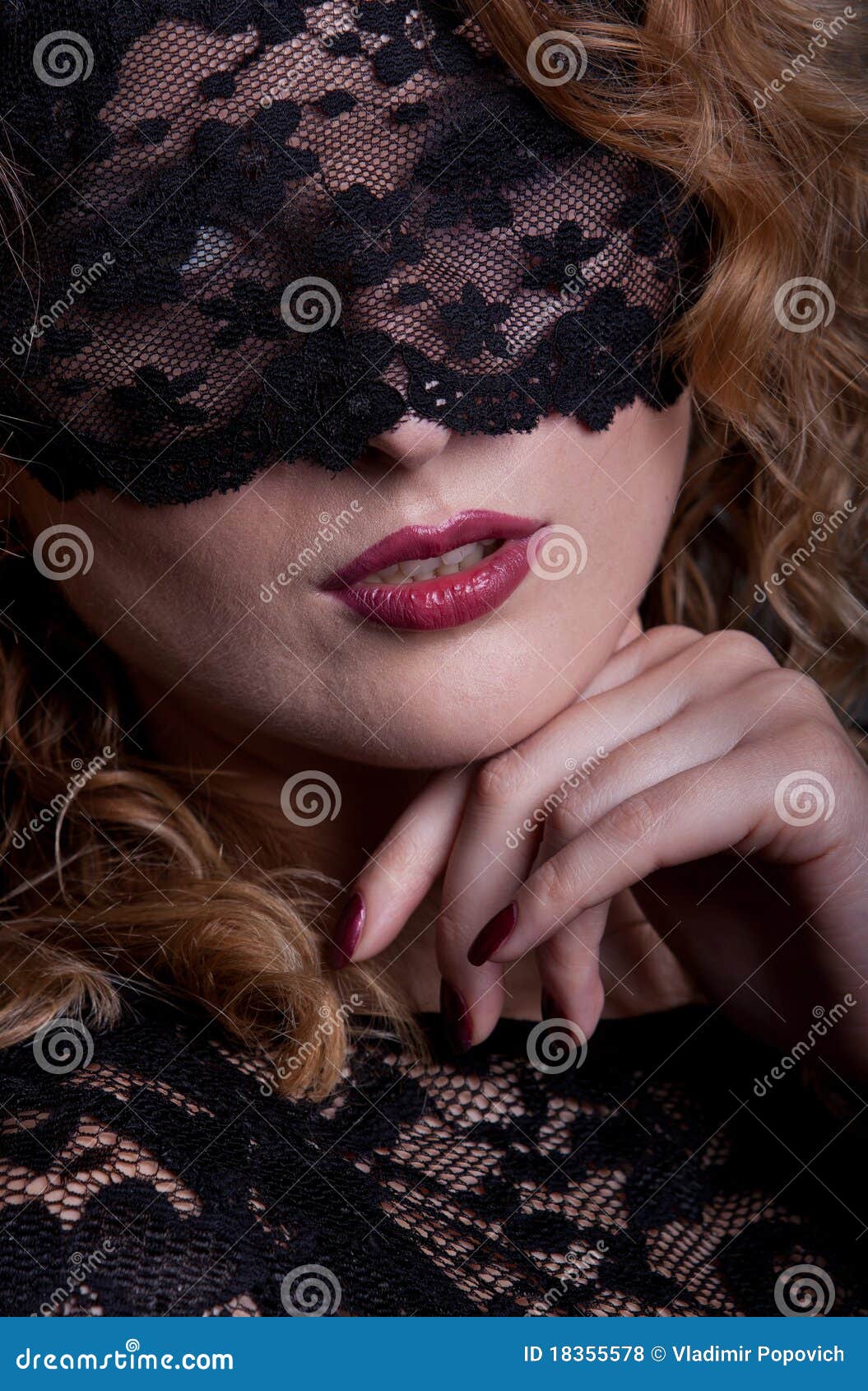 Beautiful Woman with Lace Mask Stock Photo - Image of beautiful, face ...