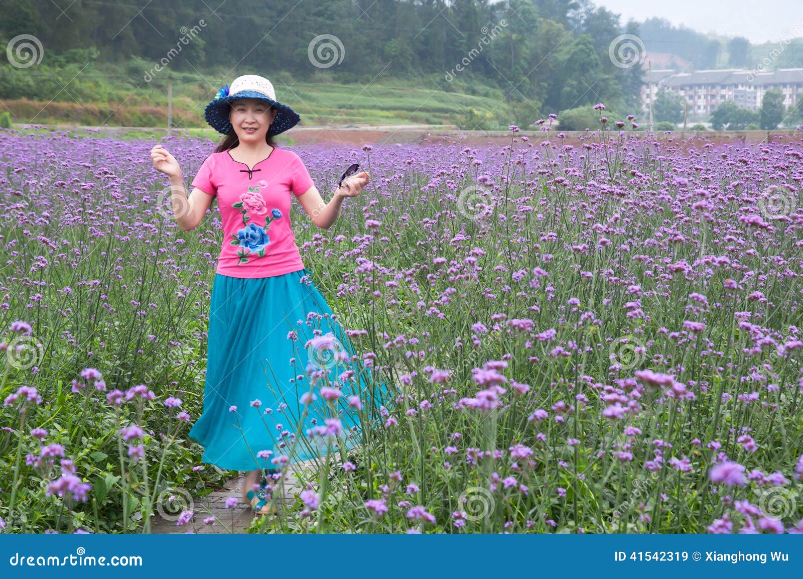 Beautiful Woman in Lavender Fields Stock Image - Image of color ...
