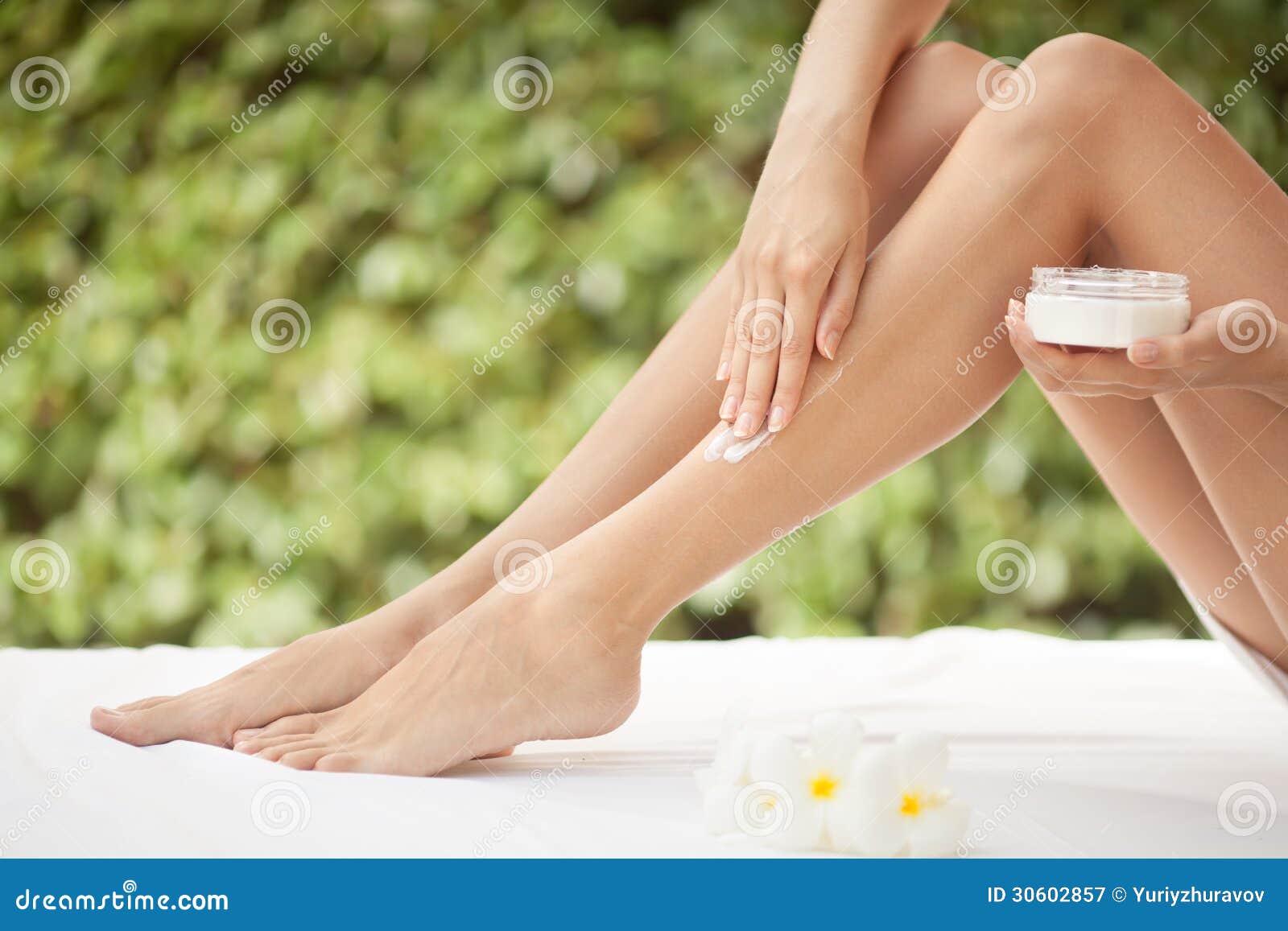 Beautiful Woman Legs and Cream. Stock Image - Image of female, elegance ...