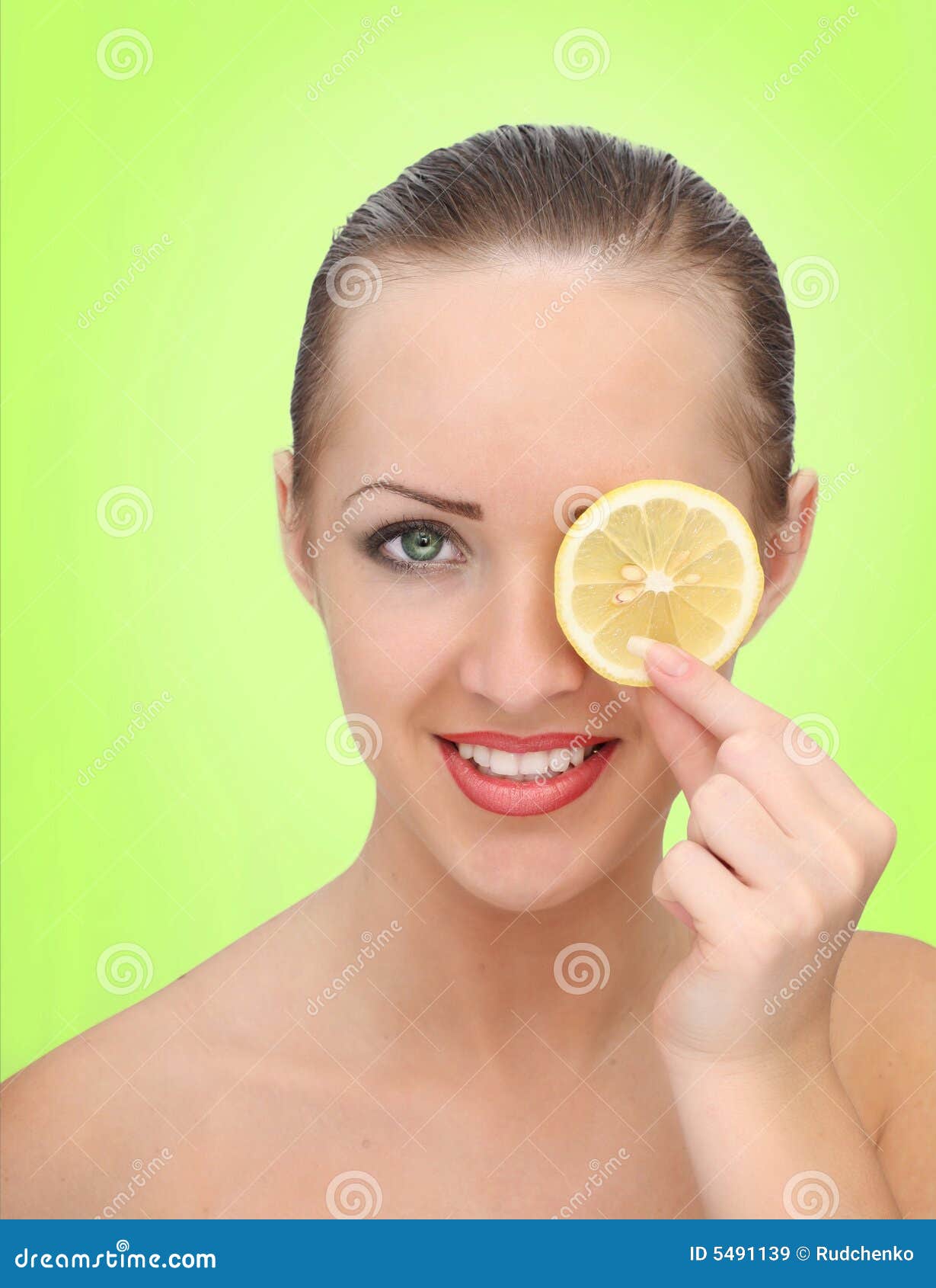 Beautiful woman with lemon stock image. Image of fashion - 5491139