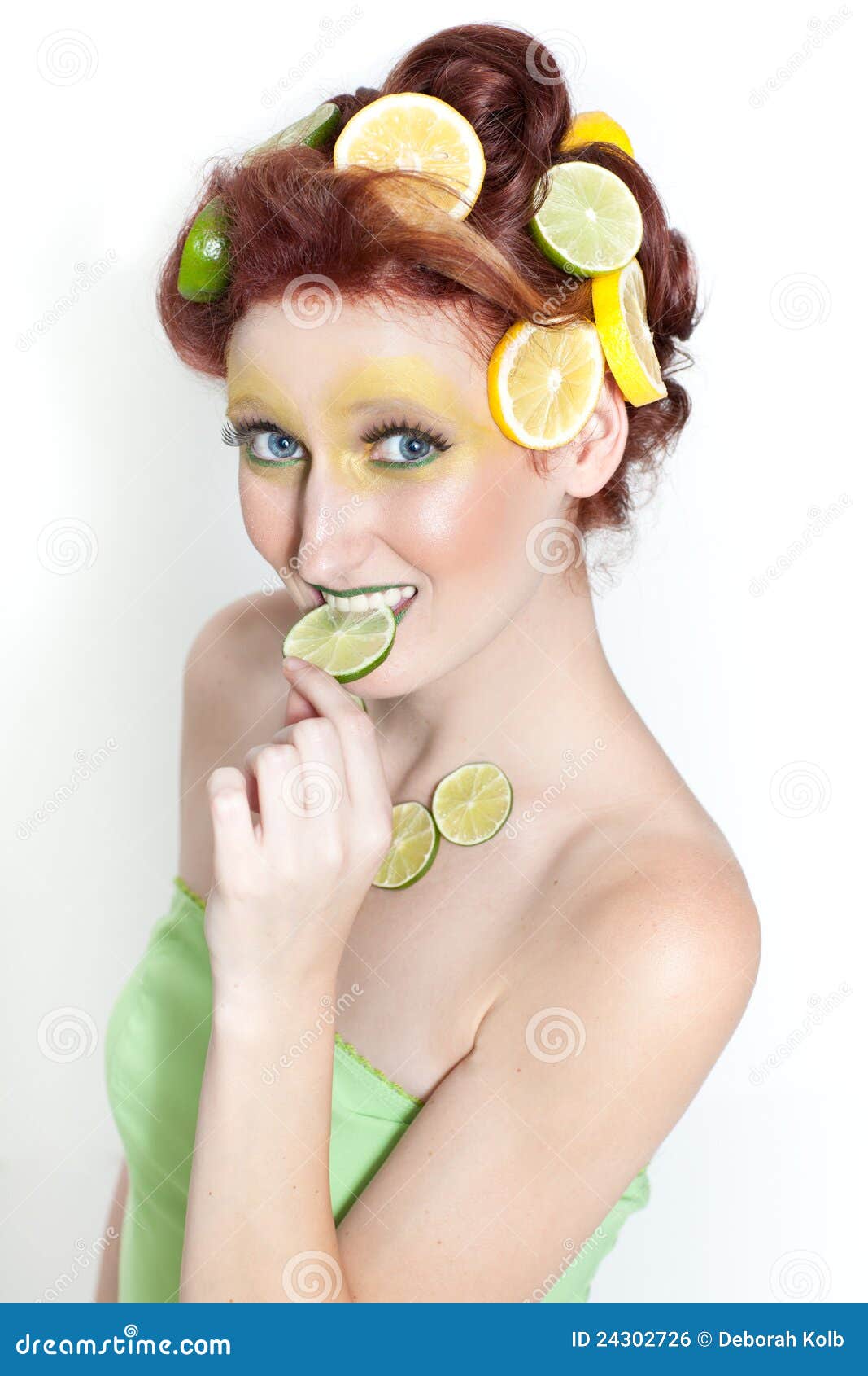 Beautiful Woman in Lemon Lime Stock Photo - Image of fashion, green ...