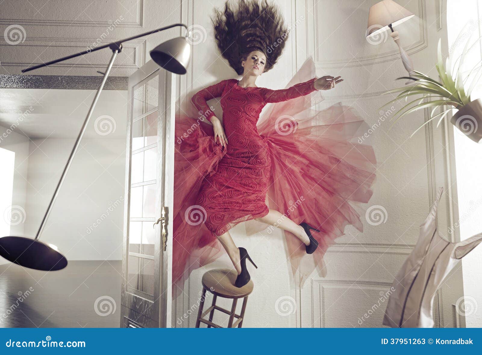 Beautiful Woman and the Levitating Things Stock Image - Image of eyes ...