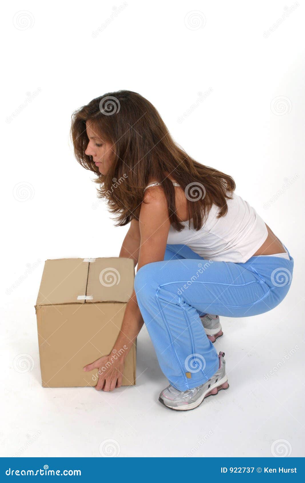 Beautiful Woman Lifting Box 1 Stock Image - Image of lifting ...