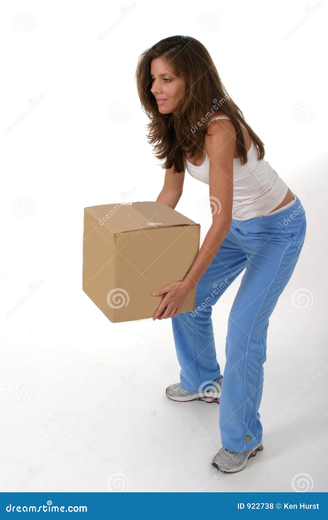 Beautiful Woman Lifting Box 2 Stock Photo - Image of brunette ...