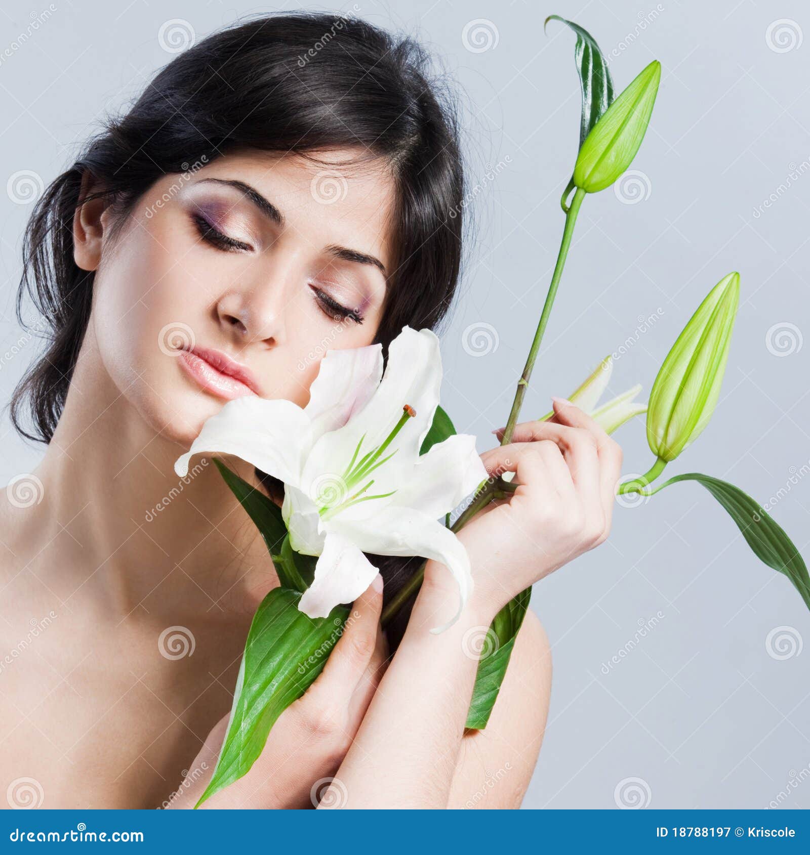Beautiful woman with lily stock image. Image of fresh - 18788197