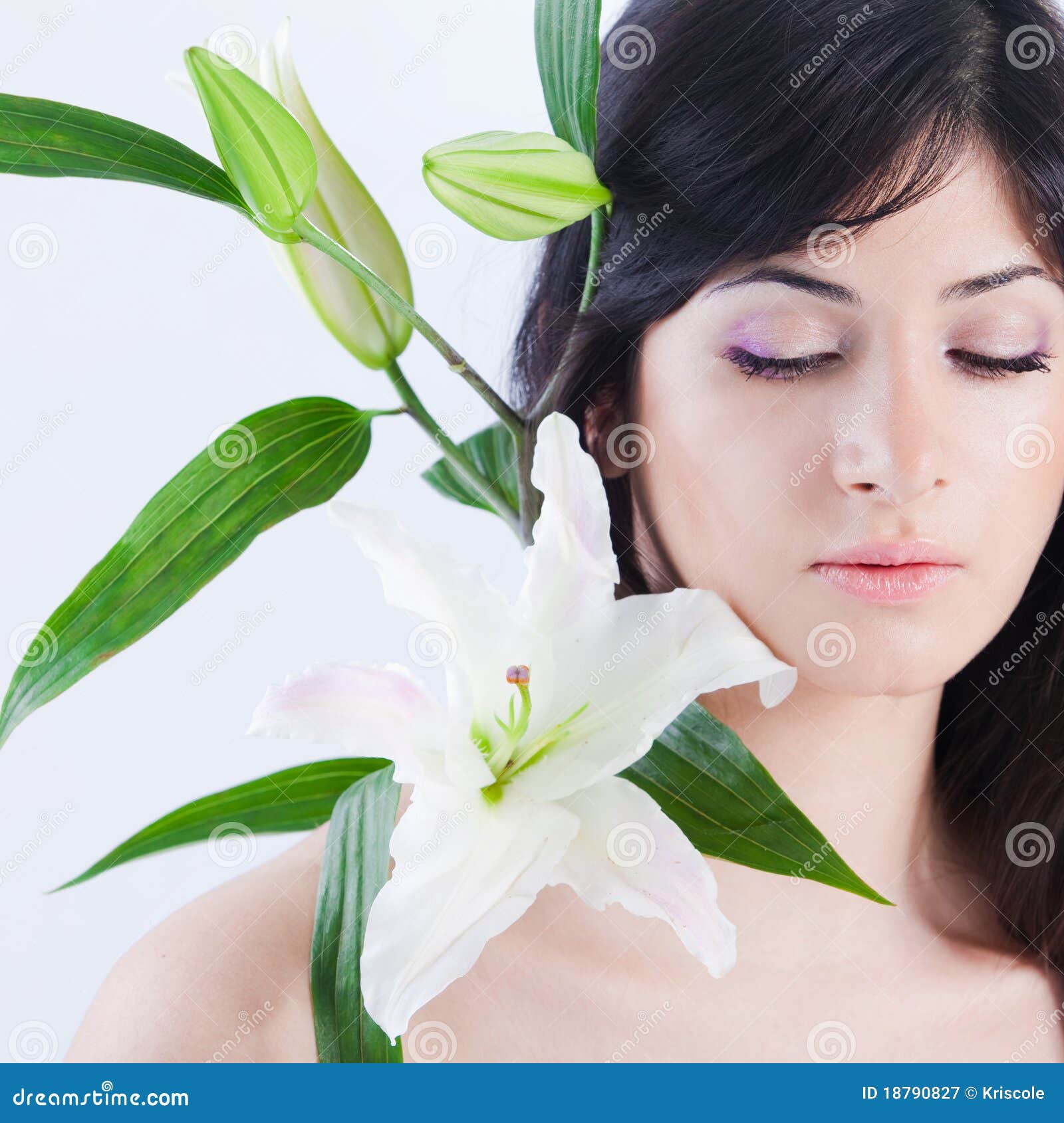 Beautiful woman with lily stock image. Image of lily - 18790827