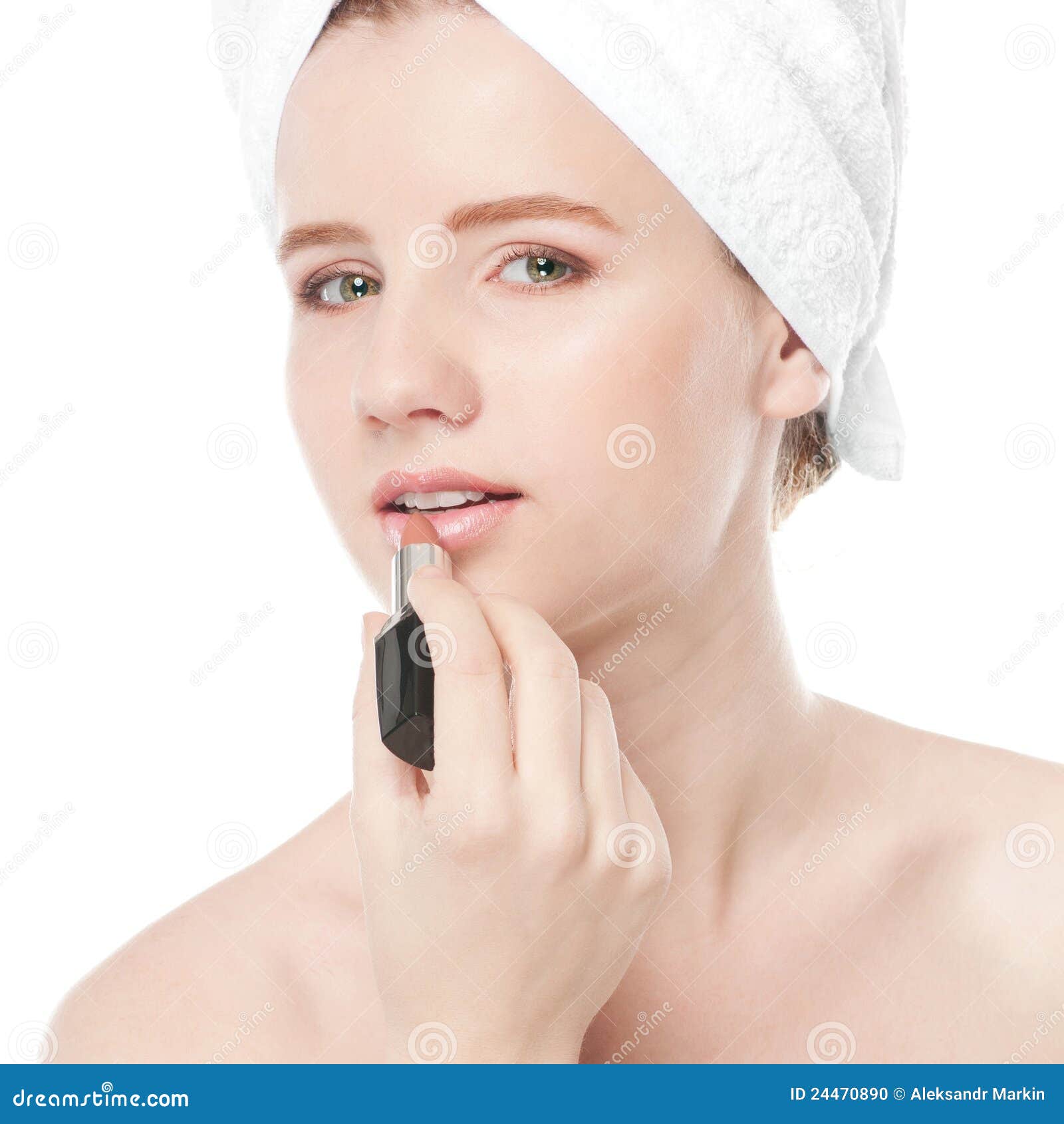 Beautiful Woman with Lipstick Stock Photo - Image of makeup, lipstick ...