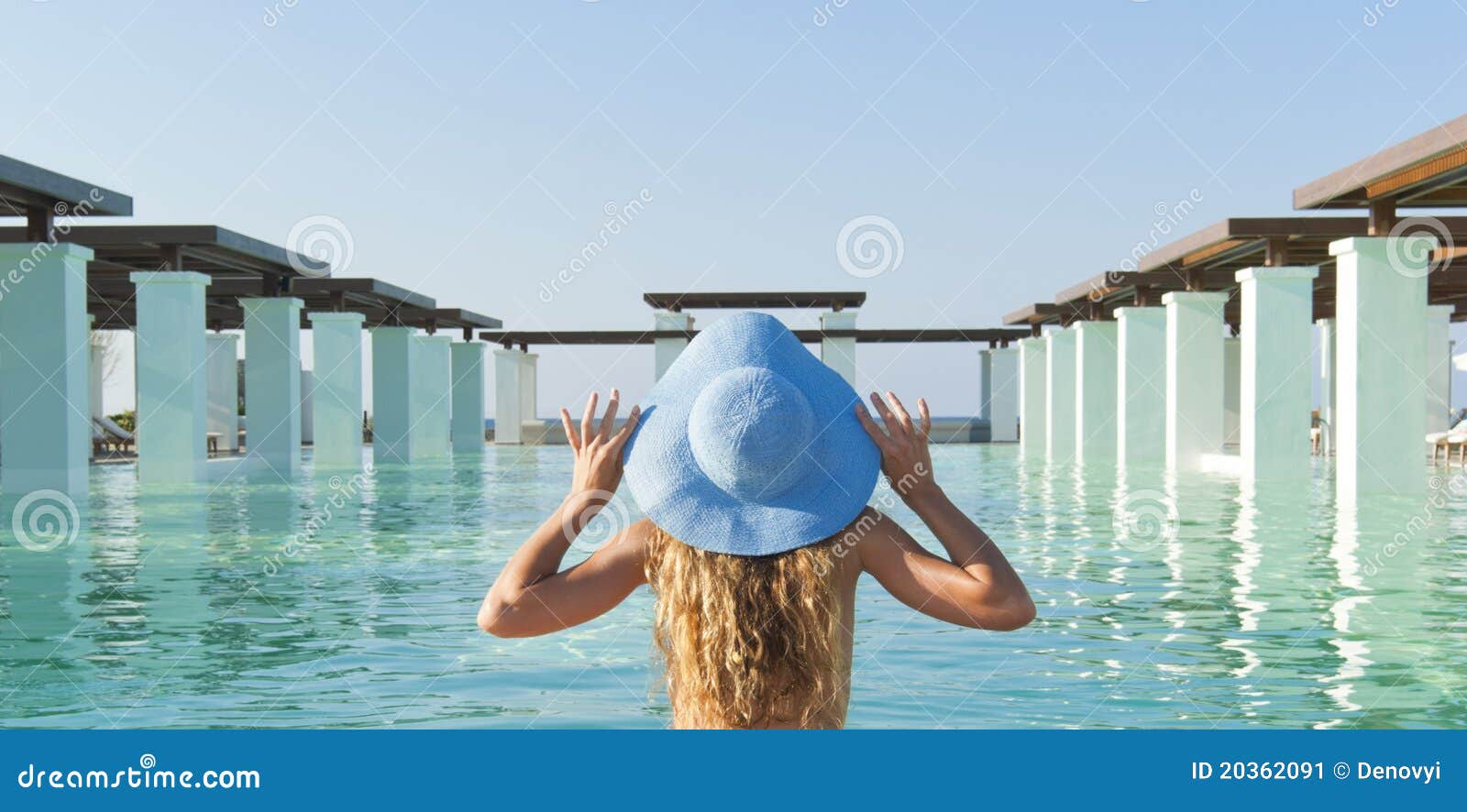 Beautiful Woman Look Forward Near Pool Stock Image - Image of bikini ...