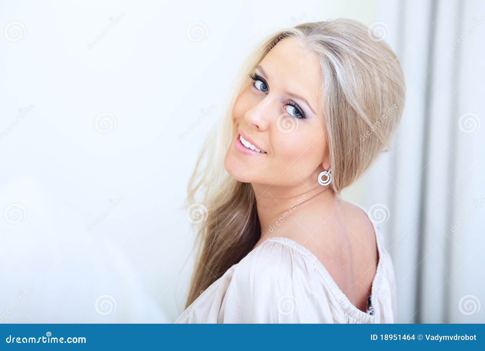 Beautiful Woman Looking Back Stock Photo - Image of beautiful, indoors ...