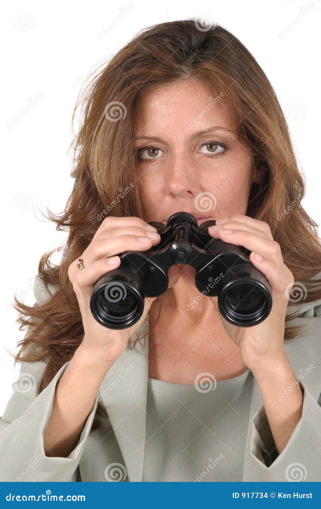 Beautiful Woman Looking through Binoculars 4 Stock Photo - Image of ...