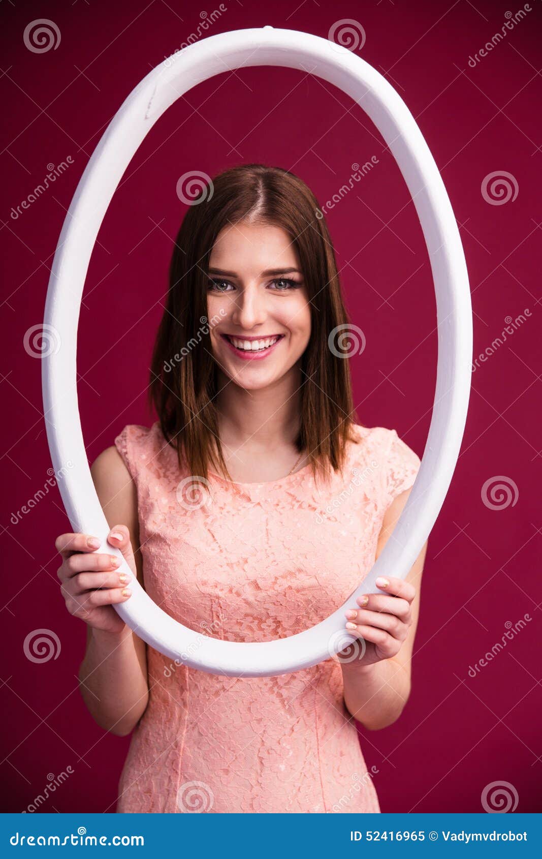 Beautiful Woman Looking at Camera through Frame Stock Image - Image of ...