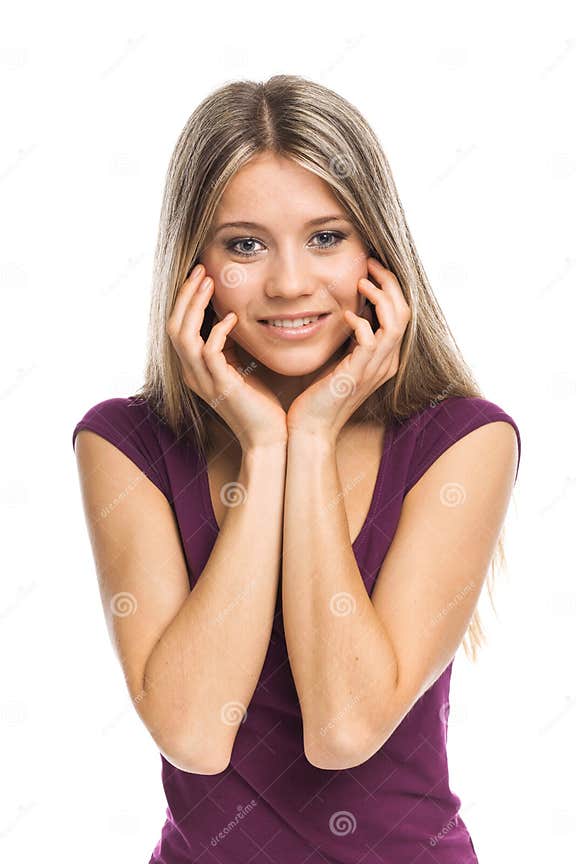 Beautiful Woman Looking Down Stock Image - Image of pretty, attracted ...